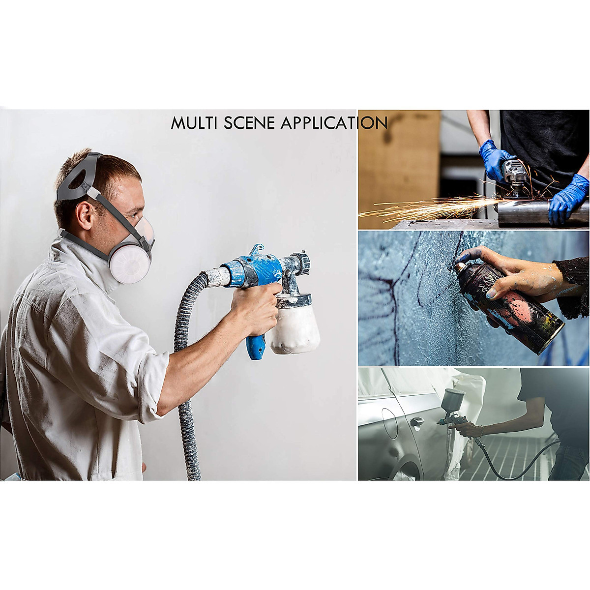 SYINE Safety Mask Industrial Gas Spray Paint Dustproof Breathing Respirator Mask,Medium,1 Set