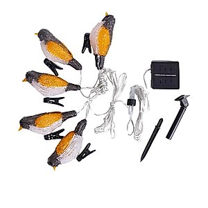 Bird String Lamp, Solar LED Fairy Lights Acrylic Solar Powered Bird String Light for Home Patio Yard Garden Decor(White and Yellow)