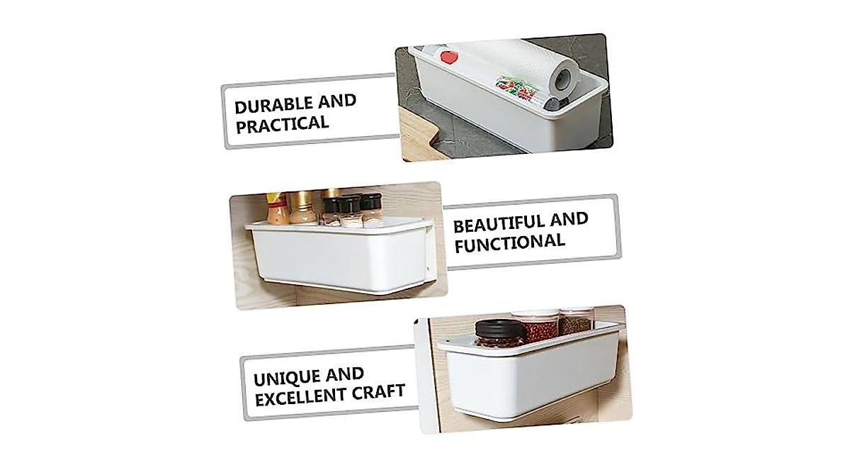 Hemoton Pull-Out Storage Box: Wall Mount & No-Drill Organizer