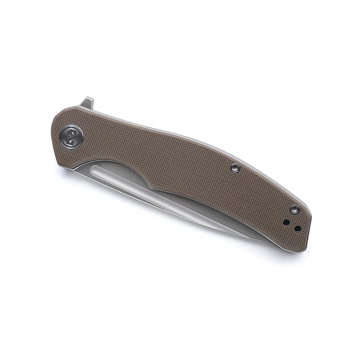 Miguron Knives M Velona Flipper Folding Knife 3.5" Small Version Satin 14C28N Blade Tan G10 Handle Pocket Knife MGR-8003TNS