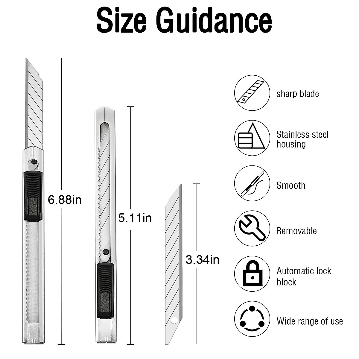 WRAPXPERT Utility Knife Retractable,30 Degree Snap Off Blade 9MM,Sharp Box Cutter Knife，Pack of 3