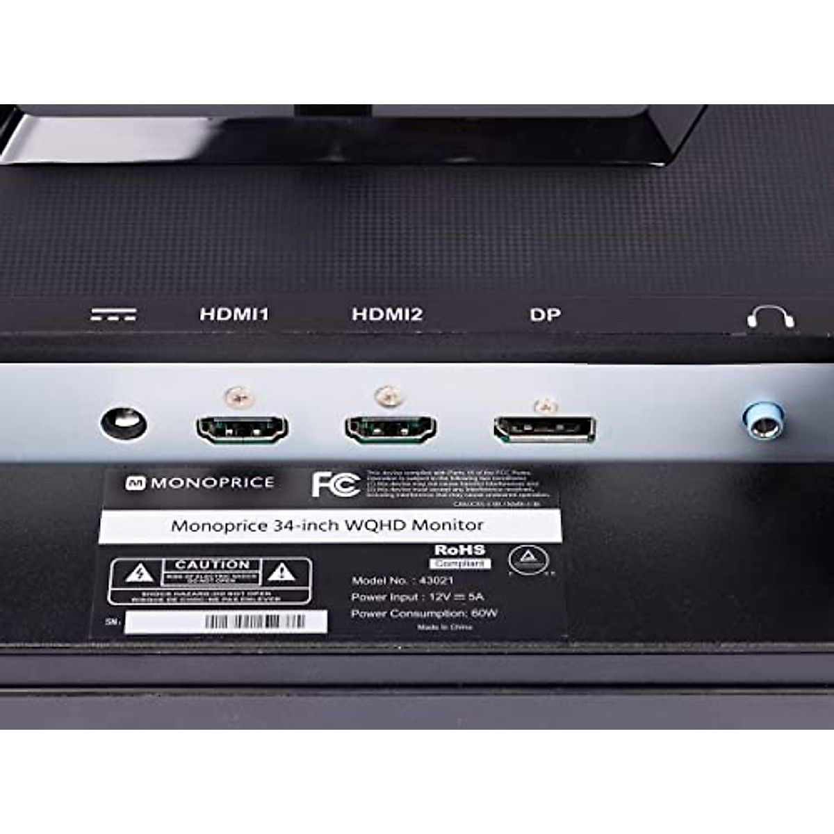 Monoprice 34in CrystalPro UWQHD Monitor - 60Hz, HDMI, DisplayPort, Height Adjustable Stand, VA, 100x100 VESA, for Business and Gaming