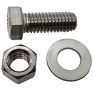 3/8" -16 x 2.5. 304-STAINLESS Steel Bolts, Nuts & WASHERS - 18-8 HEX Head Bolt - 304 Grade. General Purpose (10) Bolts + (10) Nuts + (10) Washers