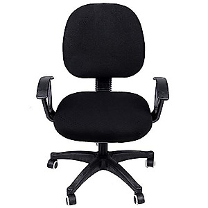 smiry Stretch Jacquard Office Computer Chair Seat Covers, Removable Washable Anti-dust Desk Chair Seat Cushion Protectors - Black