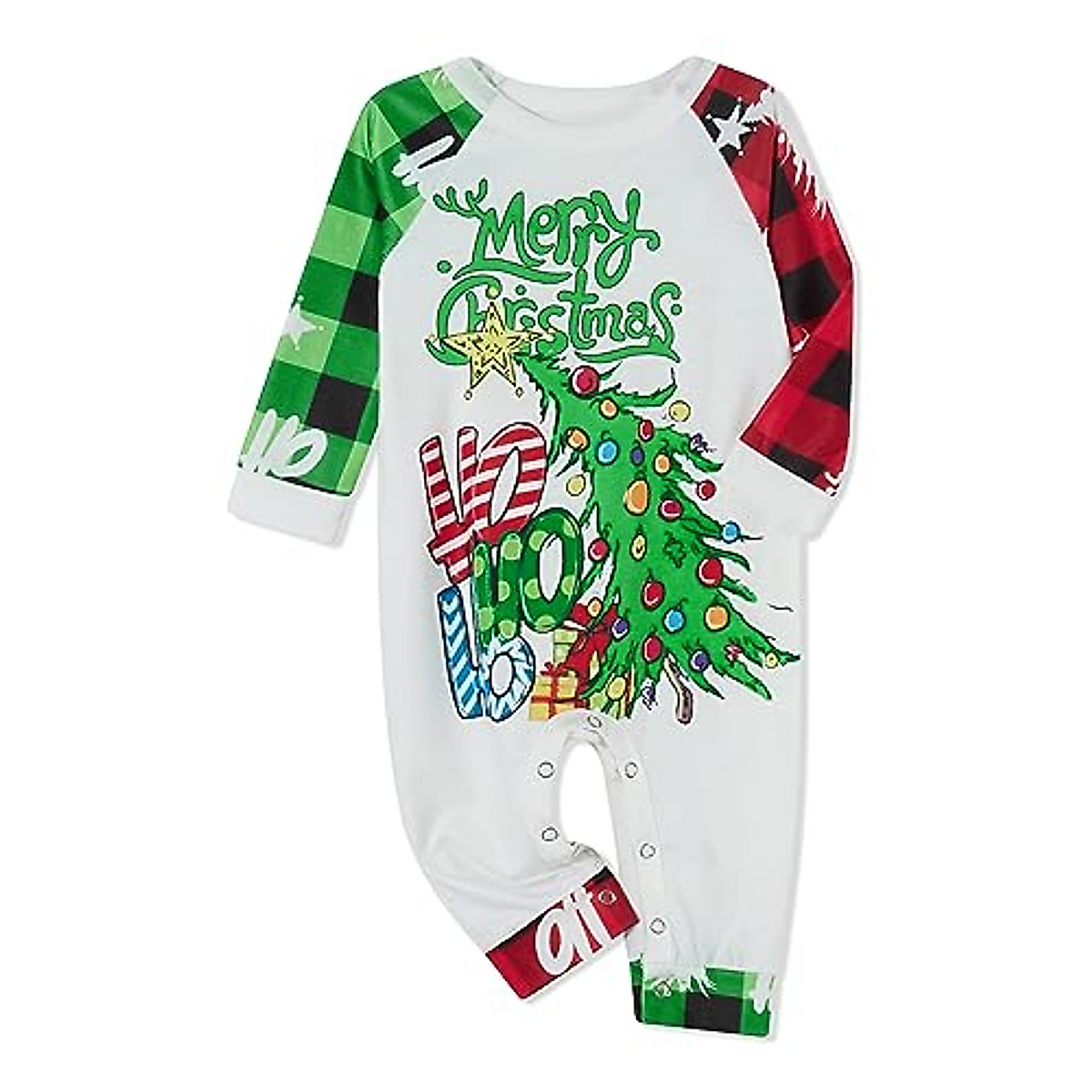 Kishawna Matching Christmas Pajamas for Family Xams Tree Long Sleeve Xmas Jammies Holiday Festival Party Sleepwear (Baby, Green, 6-9 Months)