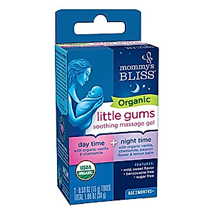 Mommy's Bliss Organic Little Gums Soothing Massage Gel Day and Night Combo Helps with Tender Age Months + Sugar Free 2 - 0.53 Oz Tubes, mild, sweet flavor, 2 Count(Pack of 1)