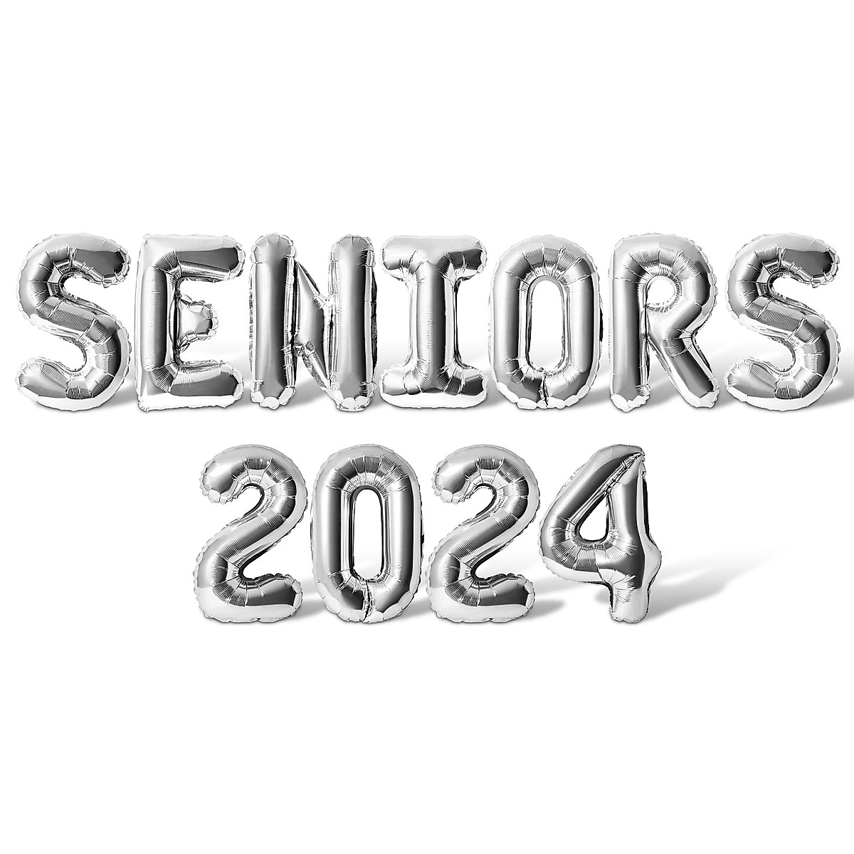 Letter Balloons - SENIORS 2024 16" Inch Alphabet Letters Foil Mylar Balloon Graduation Party Banner (Silver)