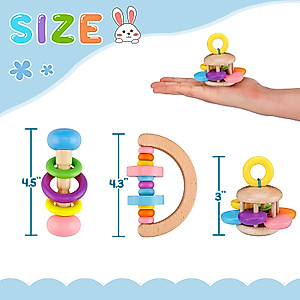 MEWTOGO 3 Pcs Wooden Bunny Toys - Safe Rabbit Toys, Bite-Resistant Guinea Pigs Toys for Chinchillas Hamsters Small Animals Playing Teeth Grinding Indoor Outdoor Bunny Gifts