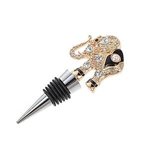 Cabilock Wine Stoppers Decorative Rhinestone Elephant Beverage Bottle Stoppers Funny Wine Champagne Toppers for Wedding Birthday Gifts (1PC)