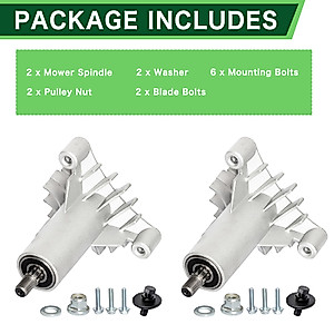 TENGMUJX 2 Pack Spindle Assembly Replaces AYP 130794 532130794 128285 with 3 Mounting Bo LTS and Blade Mounting B OLT, Mounting Holes are Threaded