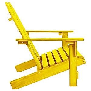 Tidyard 2-Seater Patio Adirondack Chair Solid Wood Fir Yellow Outdoor Fire Pit Chair Wooden Garden Armchair for Porch Pool Lawn Deck Backyard Balcony Outdoor
