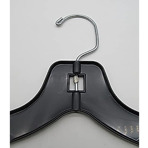 NAHANCO 2414 Junior Plastic Hangers, Super Heavy Weight Shirt Hangers, Swivel Hook, 14" Black (Pack of 100)