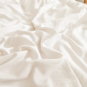 Ruffle Bedding Set Beige Duvet Cover Set 100% Washed Microfiber Breathable Soft Cream Grey Pattern Shabby Chic Ruffle Fringe Duvet Cover Set King 1 Duvet Cover 2 Pillowcases (No Comforter Included)