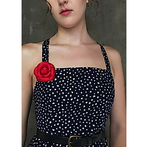 M&S Schmalberg Camellia Silk Fabric Flower Pin Brooch Flower. Red Camellia Brooch Pin - Hand-made in New York's Garment Center (American Made)