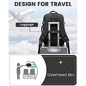 LOVEVOOK Travel Backpack for Men & Women, 40L Carry On Backpack Flight Approved, Expandable Anti-Theft Waterproof Backpack, Personal Item Bag with Laptop Compartment, USB Port, Black