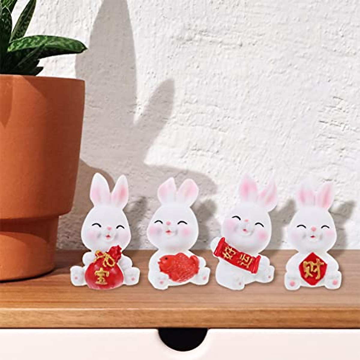 DECHOUS 10pcs Small Landscape Ornaments Zodiac Rabbit Figurine Zodiac Bunny Figurines Easter Bunny Figurines Car Dashboard Ornament Fairy Decor Rabbit Year Decors Animal Display Resin