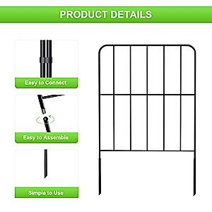 OUSHENG Decorative Garden Fence 10 Pack, Total 10ft (L) x 24in (H) No Dig Rustproof Metal Wire Fencing Border Animal Barrier, Flower Edging for Landscape Patio Yard Outdoor Decor, Square