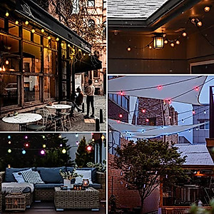 HBN 50ft Outdoor String Lights RGBW Remote Control Outdoor String Lights Multicolor, with 27 LED G40 Bulbs (2 Spare) Shatterproof & Dimmable, IP44 Waterproof & Extendable, Remote Included, 80 Lumens