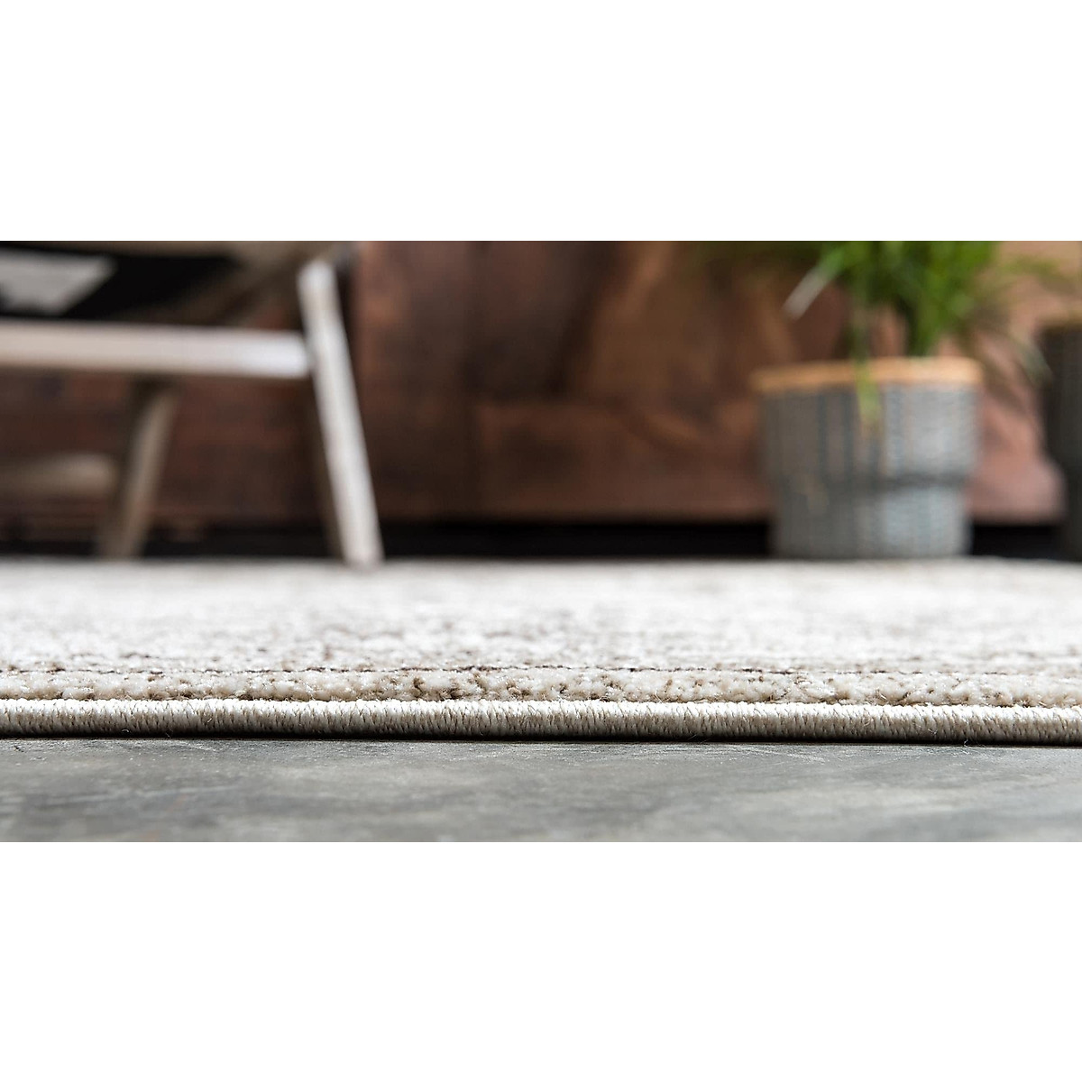 Unique Loom La Jolla Collection Botanical, Contemporary, Traditional, Rustic, Border Area Rug, 5' 1" x 8' Rectangle, Ivory/Beige