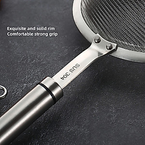 AOWOTO 3.35inch 304 Stainless Steel Fine Mesh Strainers for Kitchen, Colander-Skimmer with Handle, Metal Sieve Sifters for Food, Rice, Oil, Noodles, Fruits, Vegetable, Tea Strainer