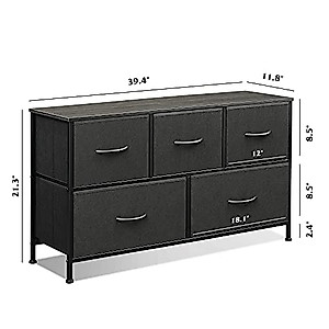 WLIVE 5-Drawer Dresser and 8-Drawer Dresser Set, Fabric Storage Tower for Bedroom, Hallway, Nursery, Closets, Tall Chest Organizer Unit with Textured Print Fabric Bins, Steel Frame, Wood Top, Easy Pul