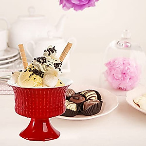 TOPZEA 4 Pack Ceramic Ice Cream Bowls, 10 oz Cute Ice Cream Sundae Cups Mini Parfait Trifle Cup, Footed Dessert Serving Tasting Bowl Dish for Yogurt, Soup, Fruit Salad, Pudding, 4 Colors