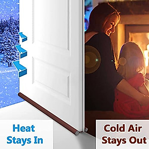 AOKON Door Draft Stopper 36 Inch Under Door Draft Noise Blocker Black Gap Stoppers Entry Door Draft Guard for Bottom of Doors Adjustable Twin Door Draft - Brown