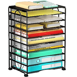 Kuntine.B 10-Tier Desktop File Sorter Desk Organizer Letter Tray Paper Organizer for Desk, Mesh Desk File Holder Storage Organization for Home Office School 10-tier Black