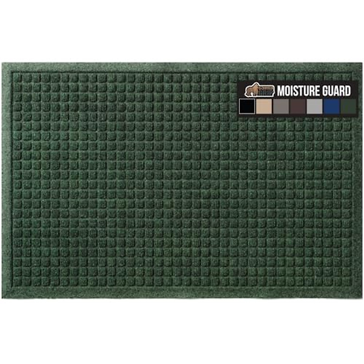 GORILLA GRIP Front Door Mat, Indoor Outdoor Ultra Absorbent Moisture Guard Doormat, Absorbs Up to 1.7 Cups of Water, Stain and Fade Resistant, Rubber Backing Doormats, Captures Dirt, 29x17 Green