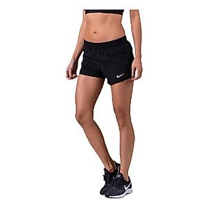 NIKE Women's 10K Running Shorts, Black/Black/Black/Wolf Grey, Large