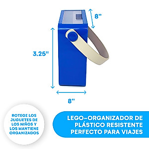 Bins & Things Lego Storage, Bin Box Organizer - Set of 2 Kids Toy Storage Containers - Small Brick Shaped Tub Organizers for Legos, Barbie Dolls, Hot Wheels and Beyblade- Anti-Lego Mess Organizer