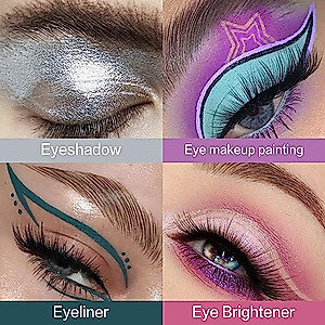 UCANBE 6pcs Metallic Liquid Eyeliner Makeup Set, Shimmer Colored Blue Purple Silver Orange Green Pink Glitter High-Pigmented Colorful Eye makeup, Longwearing Eye Liner Makeup Kit for Starters