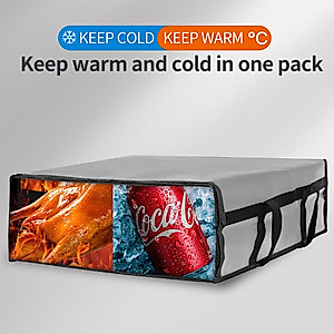 Bodaon Insulated Pizza Bags for Delivery, 20 x 20 x 6 Door Dash Pizza Pack Bag, Pizza Hot Warmer for Grubhub/Uber Eats, Pizza Carrier Insulation, Food Warmers for Parties, Catering Bag (Grey, 1-Pack)