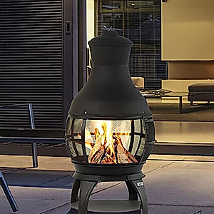 BALI OUTDOORS Fire Pit Round FirePits Outdoor Wood Burning Chimenea Outdoor Fireplace