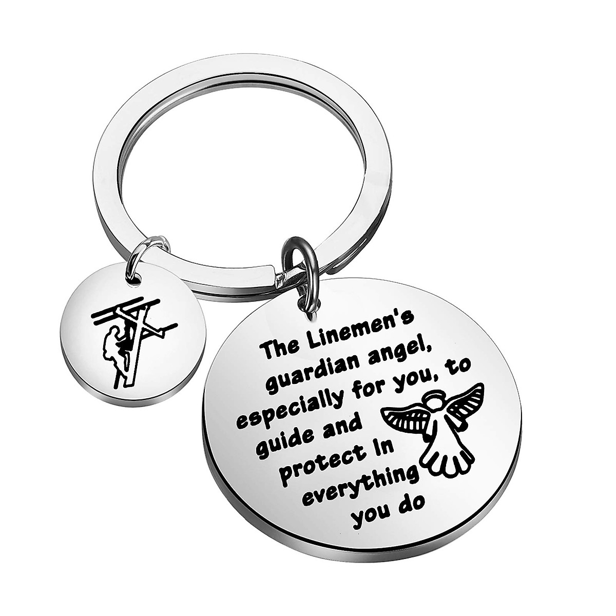FEELMEM Lineman Prayer Gift The Linemen’s Guardian Angel Keychain Lineworker Electric Cable LinemanBe Safe Gifts