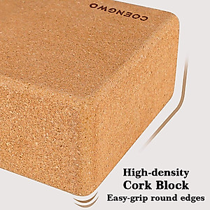 Yoga Blocks Cork, COENGWO Cork Yoga Brick, 100% Eco Friendly Yoga Cork Blocks, Supportive Balance Deepen Poses for Yoga Beginners, Stretch, Pilates, Meditation, 9x6x3 Inches, 2 Pack
