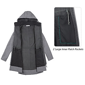 33,000ft Women's Waterproof Softshell Long Rain Jacket with Hood Fleece Lined Windproof Windbreaker