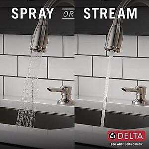 Delta Faucet Kate Pull Down Kitchen Faucet Brushed Nickel with Pull Down Sprayer, Kitchen Sink Faucet, Faucet for Kitchen Sink, Soap Dispenser, Stainless 16970-SSSD-DST