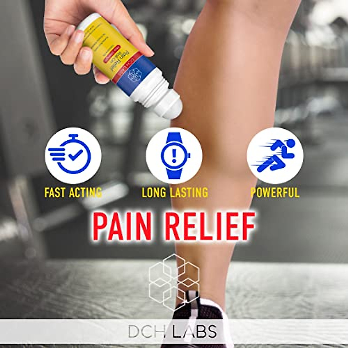 DCH Labs Maximum Strength Pain Relief Roll-on, 4% Lidocaine, Numbs Pain Away, Nerve Pain, 2.5oz (3 pack)