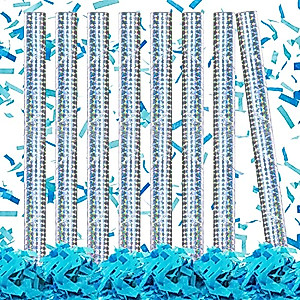 8 Pack Gender Reveal Confetti Cannon 14 Inch Confetti Wands Tissue Boy or Girl Gender Reveal for Baby Gender Reveal Supplies Decorations (Deep Blue, Light Blue)