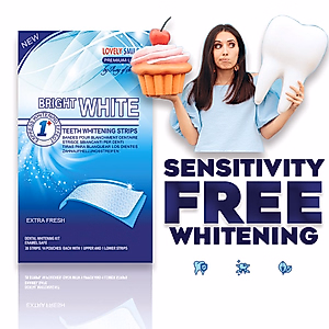 Lovely Smile Premium Line Teeth Whitening Strips - Enamel Safe - White Teeth in 1 Hour - No Slip and No Sensitivity - Dental Whitener Kit by Ray of Smile (28 Strips/Mint)