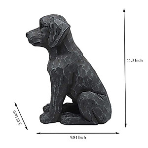 DurableDelights Clever Resin Dog Figurine for Garden Gray Retriever Statue Extraordinarily Life-Like Labrador Dog Statue Home Decor Amazing Likeness Hand Painted Resin 11 inch