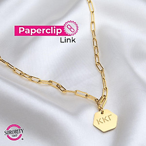Sorority Shop Sigma Sigma Sigma Paperclip Necklace — SSS 18K Gold Plated Sorority Gifts Necklace, Long-Lasting Sigma Sigma Sigma Gifts for Women