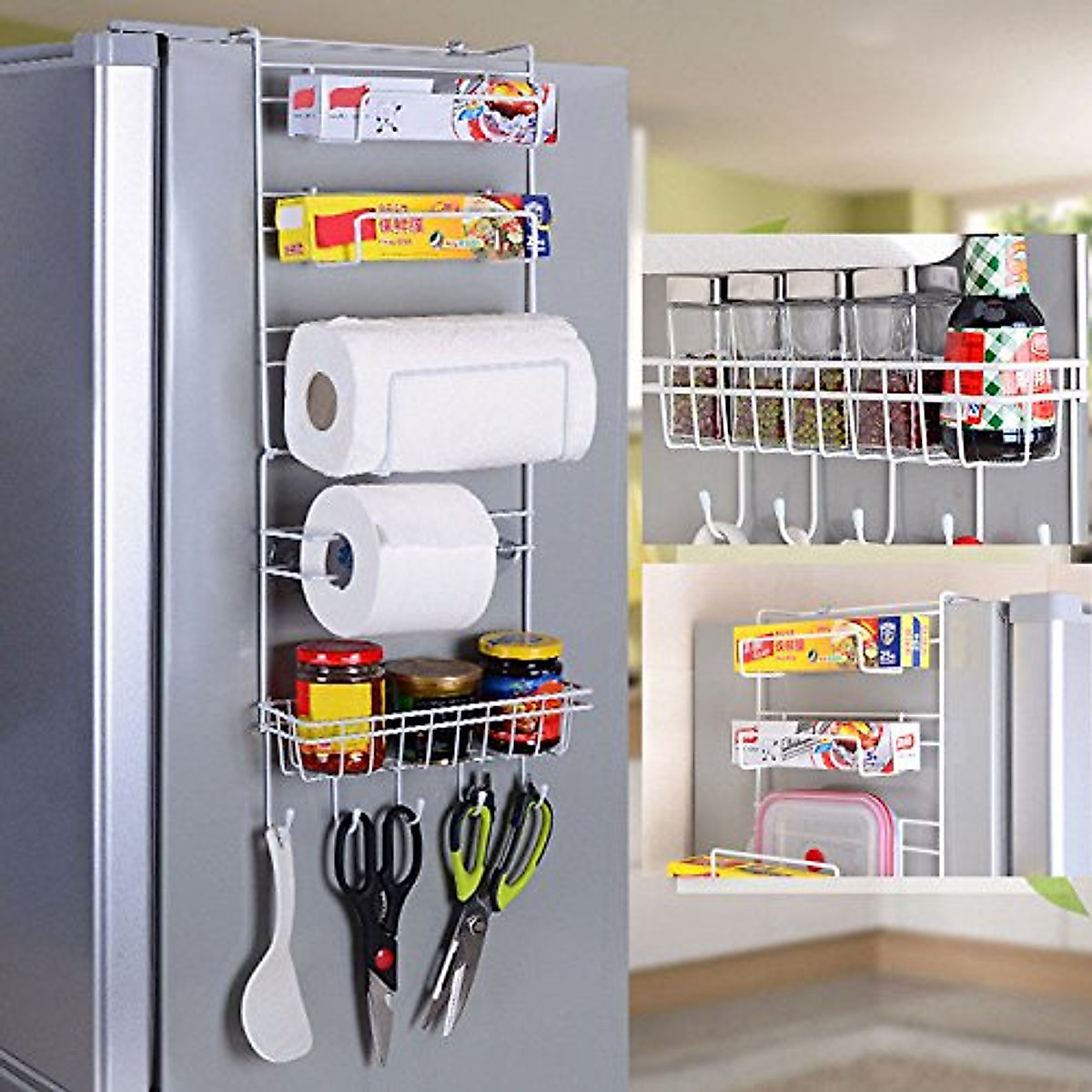 OKOKMALL US--Hot 6 Tier Kitchen Spice Rack Storage Shelf Over Fridge Cabinet Holder Organizer