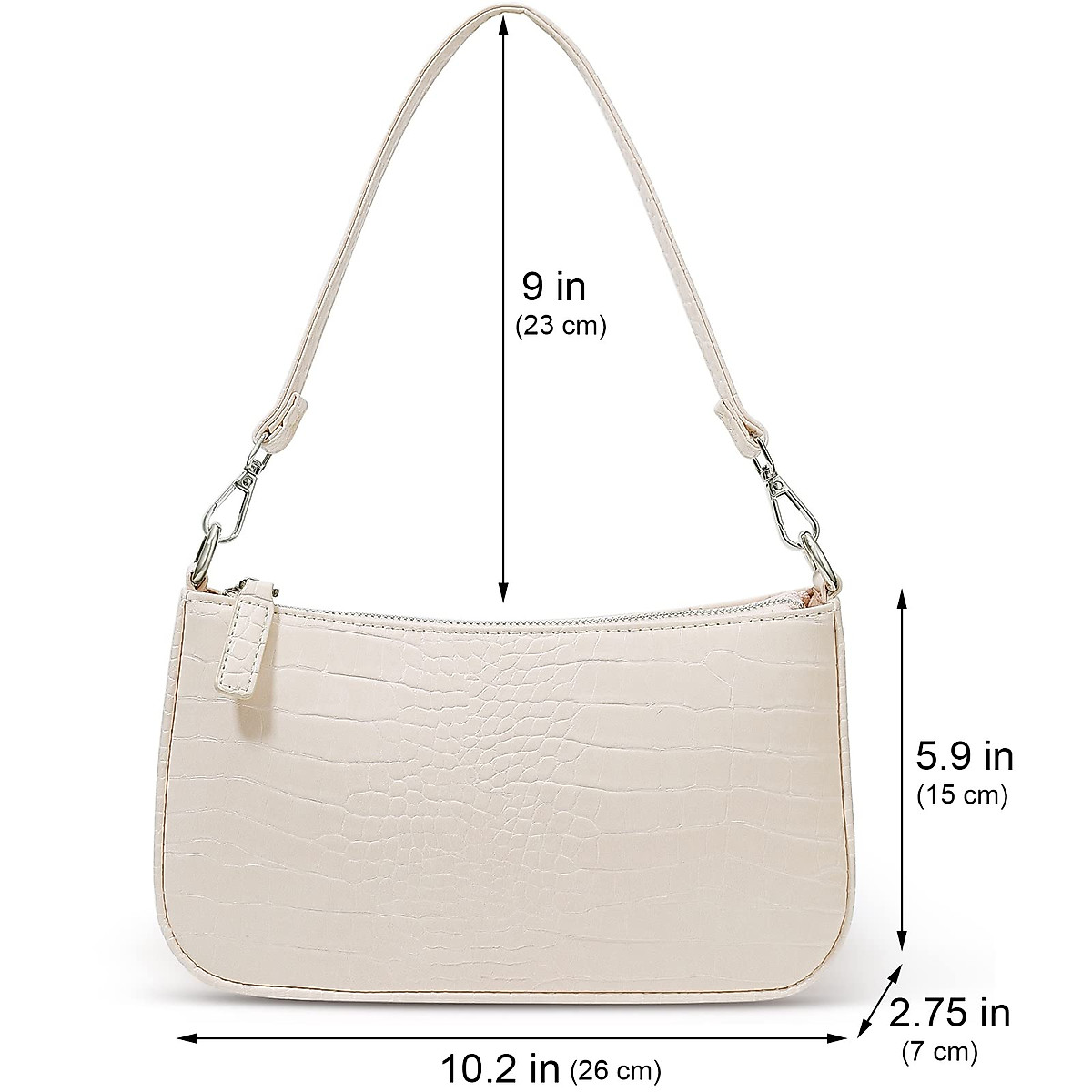 NIUEIMEE ZHOU 90s Shoulder Bag for Women Vegan Leather Crocodile Purse Classic Clutch Handbag