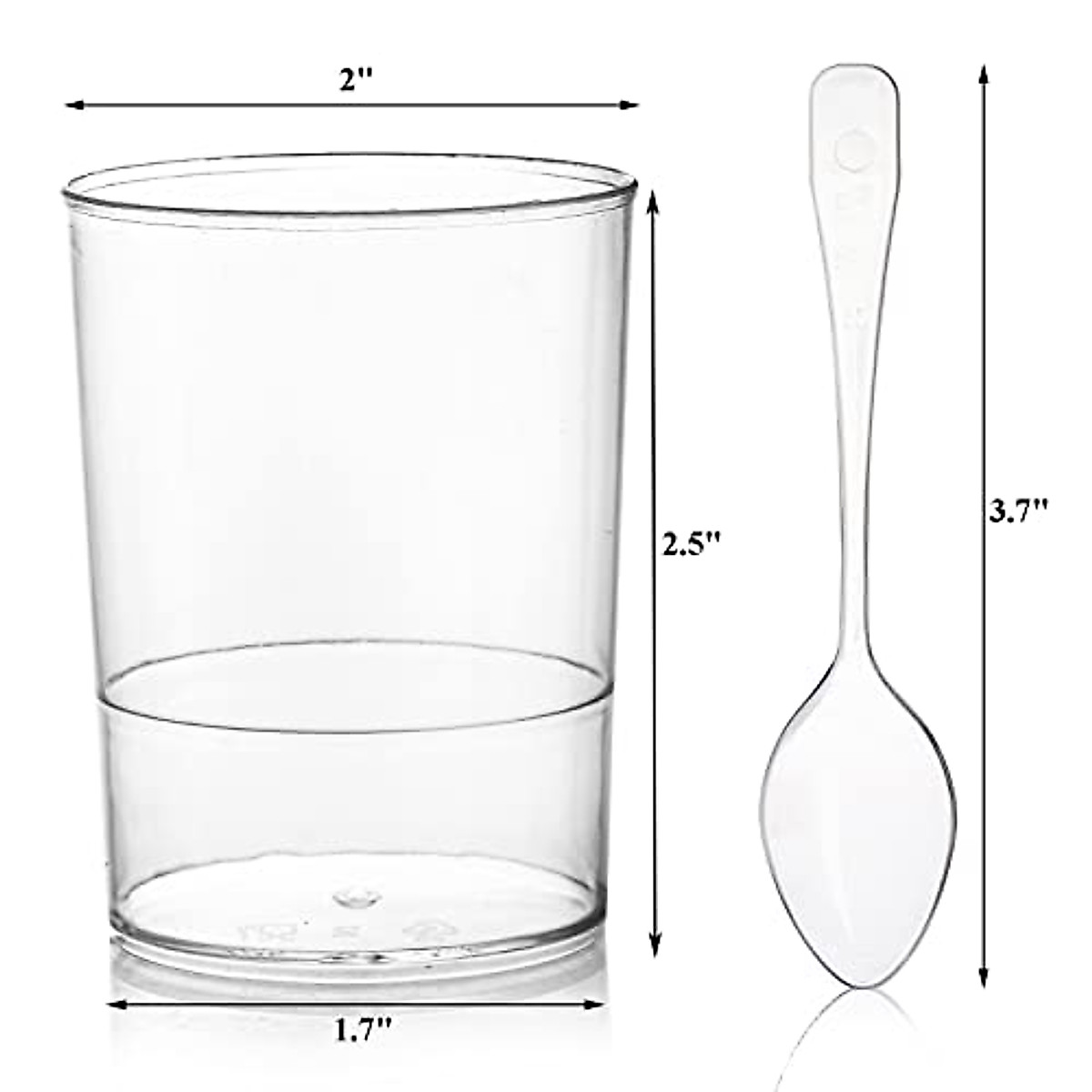 Okllen 100 Pack Mini Dessert Cups with Spoons, 3 Oz Round Shot Cups Plastic Dessert Shooters, Appetizer Parfait Cups Shot Glasses for Chocolate Desserts, Ice Cream, Puddings, Tasting Party