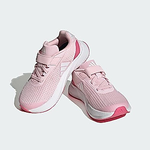 adidas Duramo SL Elastic Lace Sneaker, Clear Pink/White/Pink Fusion, 2 US Unisex Little Kid