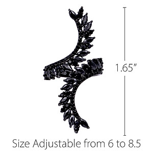 Cocktail Fashion Ring Size Adjustable From 6-8.5 CZ Marquise Shape Jewelry for Women (Black)
