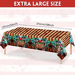 Tiamon 3 Pieces Halloween Tablecloth Horror Circus Table Cover Giant Evil Clown Tablecloth Halloween Circus Plastic Table Cover for Horror Circus Carnival Theme Halloween Party Scary Vampire Decor