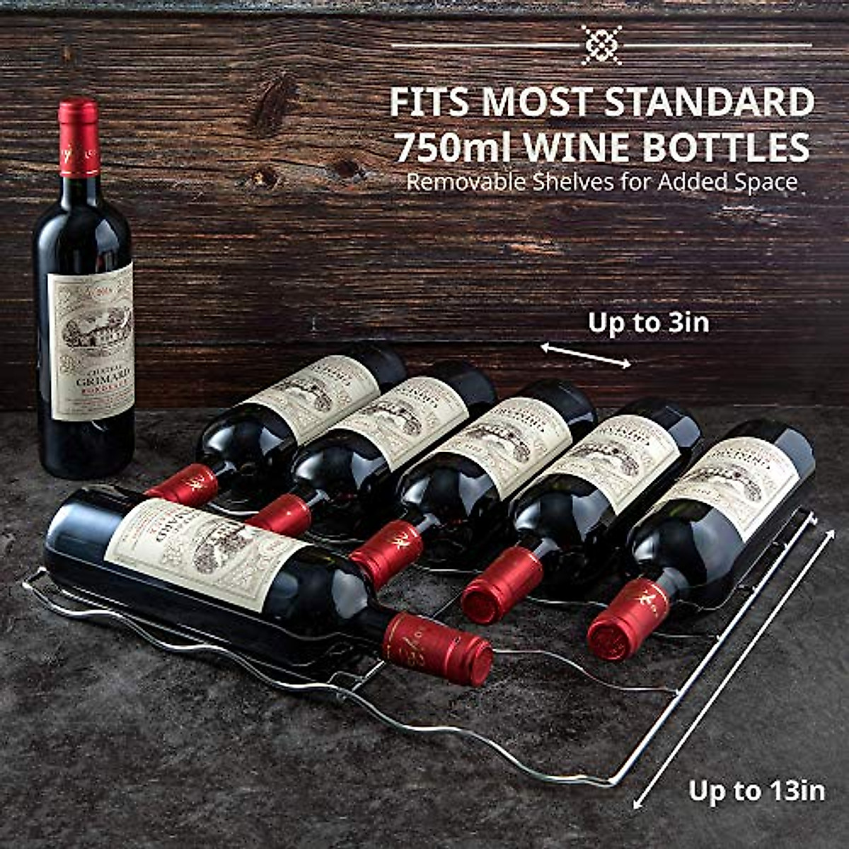 Ivation 43 Bottle Dual Zone Wine Cooler Refrigerator w/Lock | Large Freestanding Wine Cellar For Red, White, Champagne & Sparkling Wine | 41f-64f Digital Temperature Control Fridge Glass Door Black